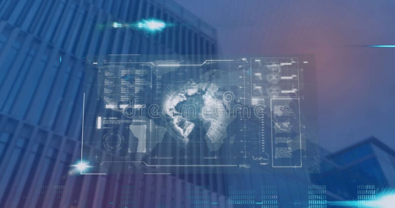 Image of Interface with Data Processing and Light Spot Against Low ...