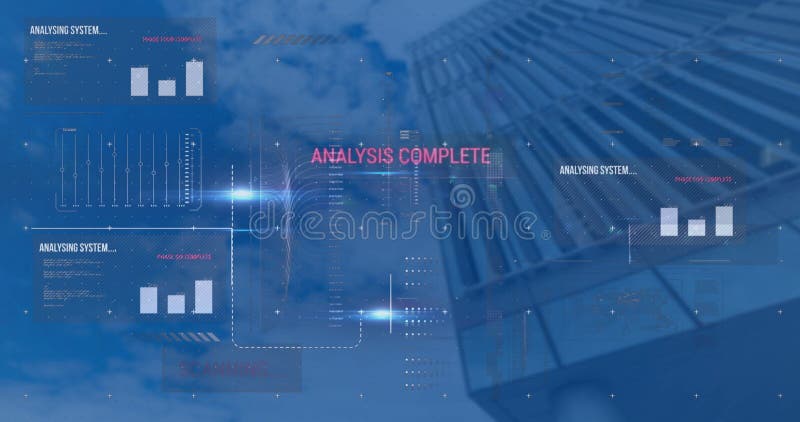 Image of Interface with Data Processing and Light Spot Against Low ...