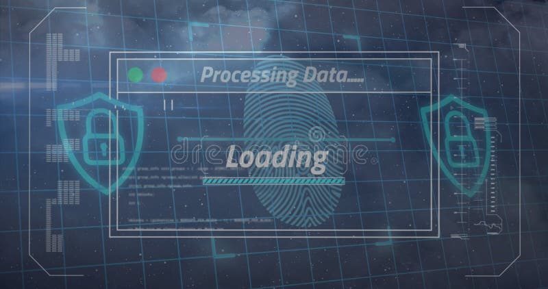 Image of Interface with Data Processing Over Biometric Fingerprint ...