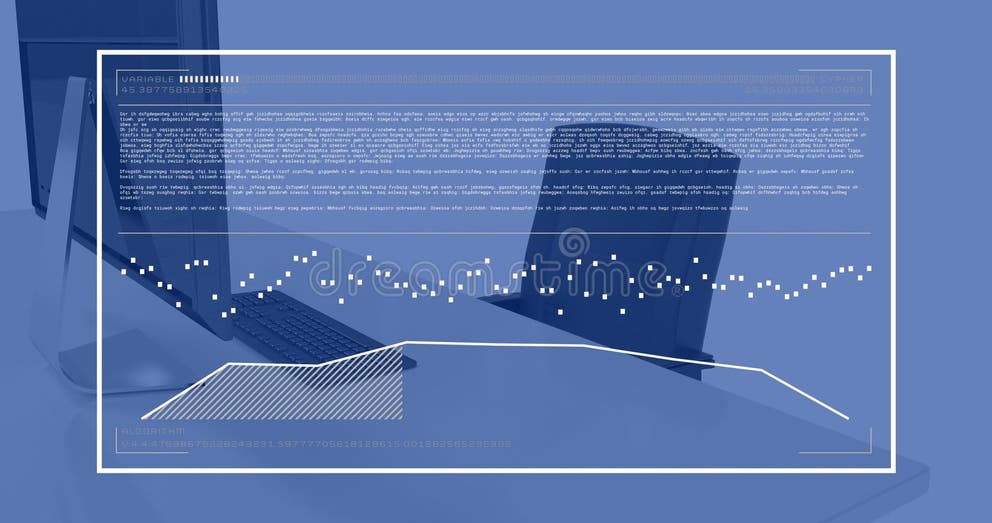 Image of Interface with Graph and Processing Data Over Office Desk with ...