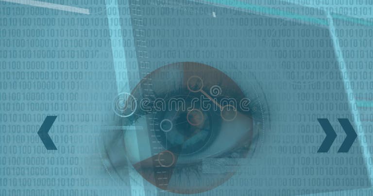 Image of Interface with Scope Scanning Woman S Eye and Fast Scrolling ...