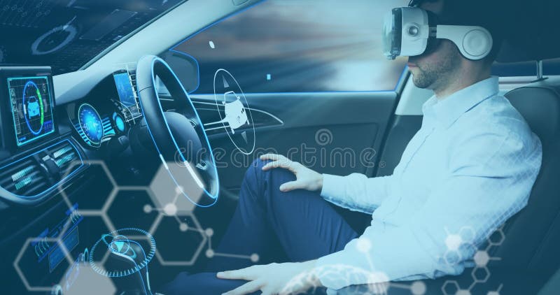 Image of Interface Showing Icons and Information with Man in Vr Headset ...