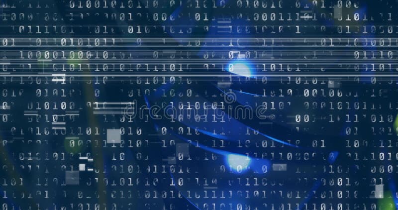 Image of Interference and Binary Coding Over Server Room Stock Photo - Image of infrastructure ...