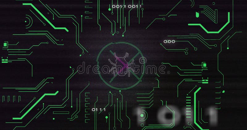 Image of Interference Over Bug Icon , Data Processing and Computer ...