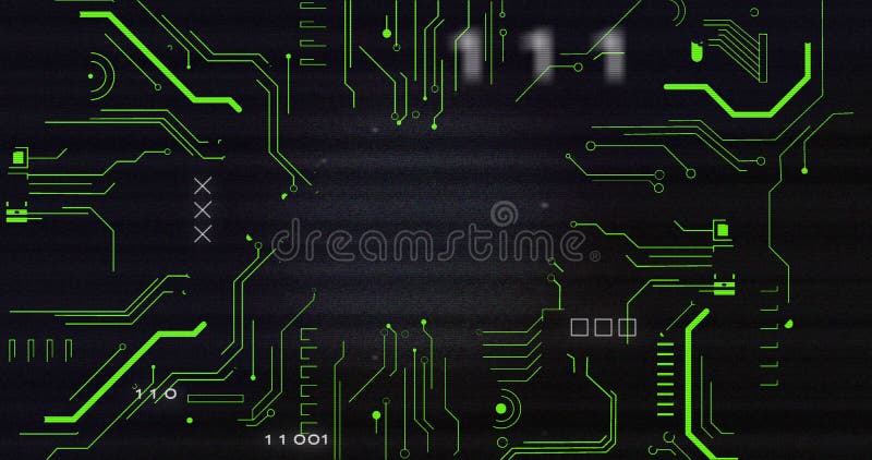 Image Of Interference Over Cross Data Processing And Computer Circuit Board Stock Illustration