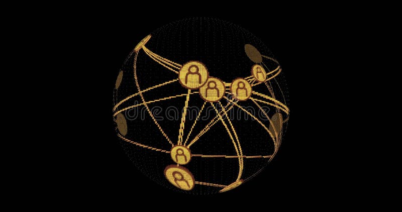 Image of Interference Over Globe with Network of Connections on Black ...