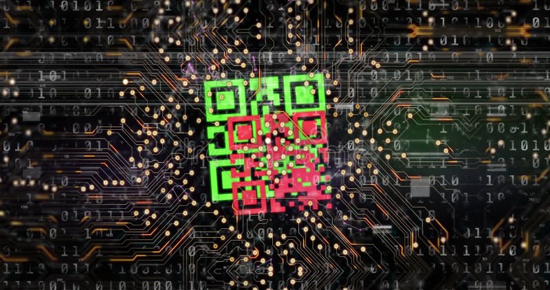 Image of Interference Over Qr Code, Computer Circuit Board and Data Processing Stock ...