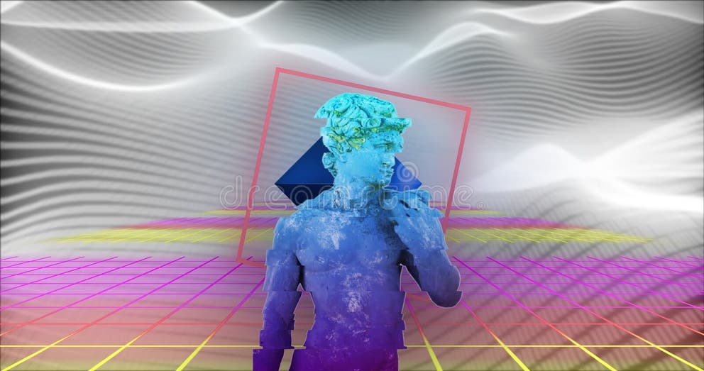 Image of Interference Over Shapes Moving and Sculpture on Black ...