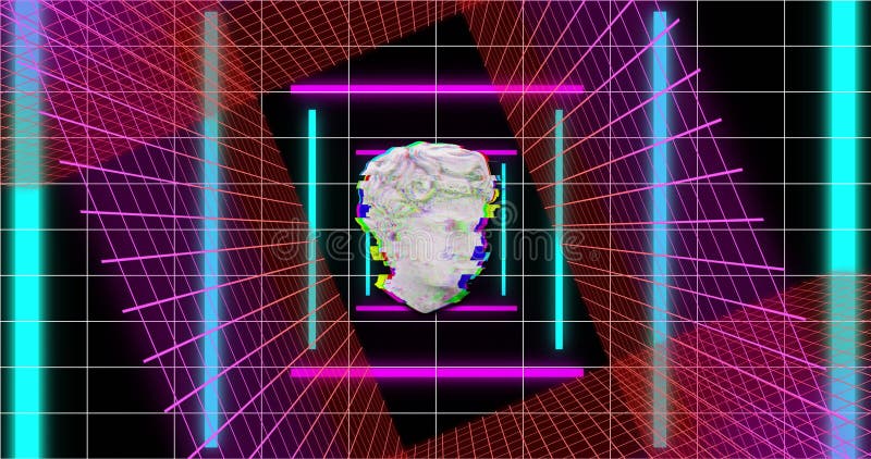 Image of Interference Over Shapes Moving and Sculpture on Black ...