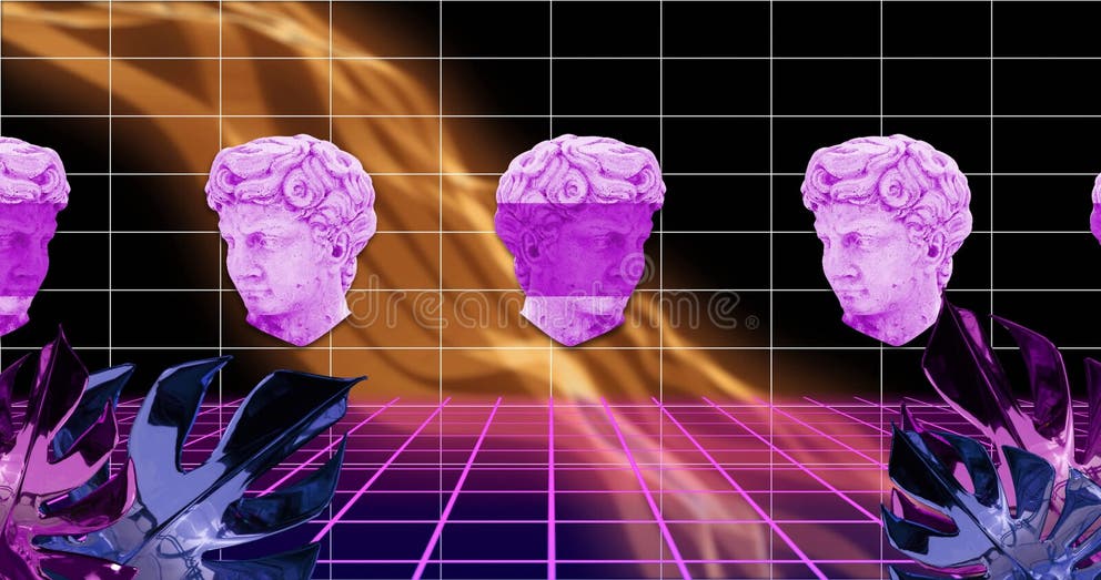 Image of Interference Over Shapes Moving and Sculptures on Black ...