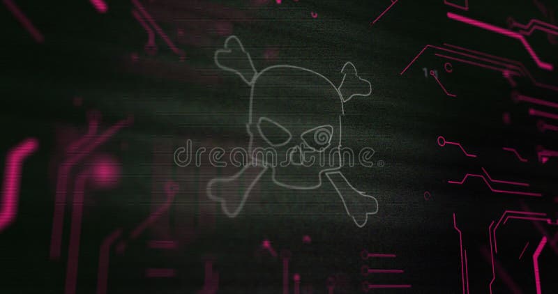 Image of Interference Over Skull Icon, Data Processing and Computer ...