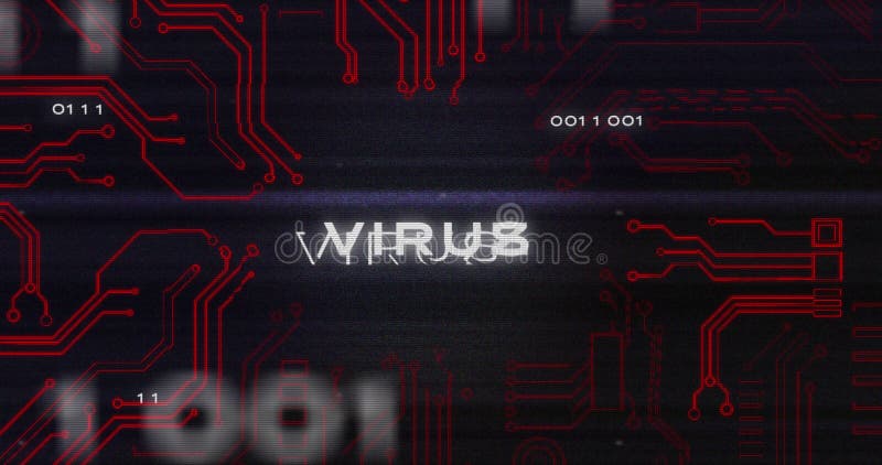 Image of Interference Over Virus Text, Data Processing and Computer Circuit Board Stock ...