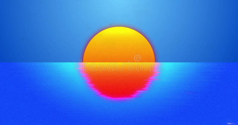 Image of Interference and Sun Over Water on Blue Background Stock ...
