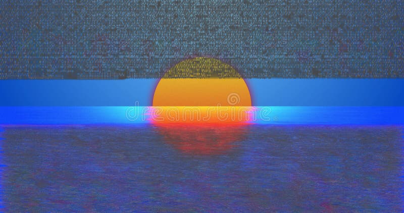 Image of Interference and Sun Over Water on Blue Background Stock ...