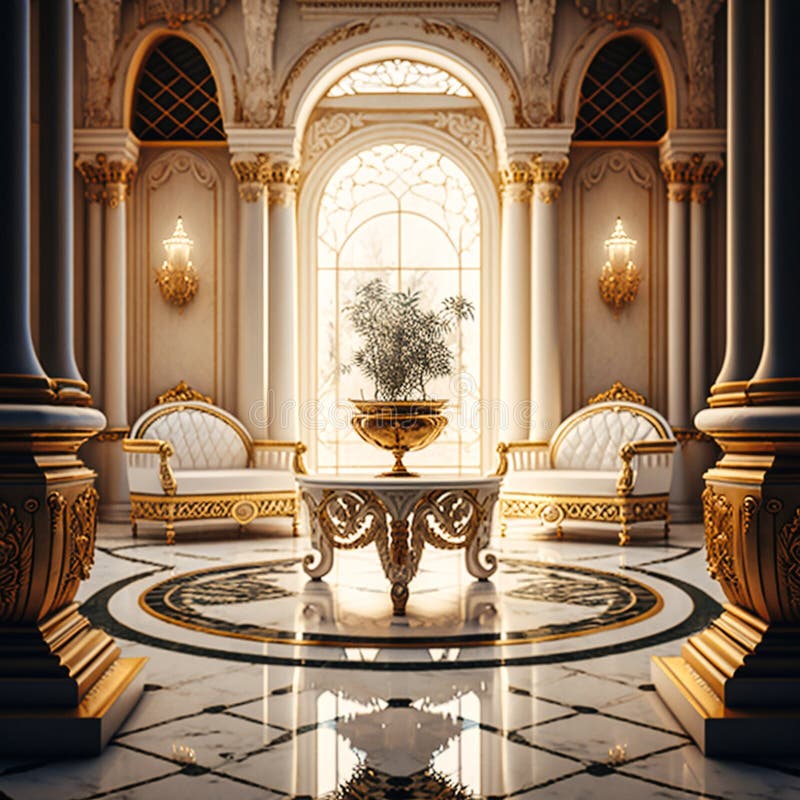 Image of the Interior of a Golden Luxury Palace, Generative AI Stock ...