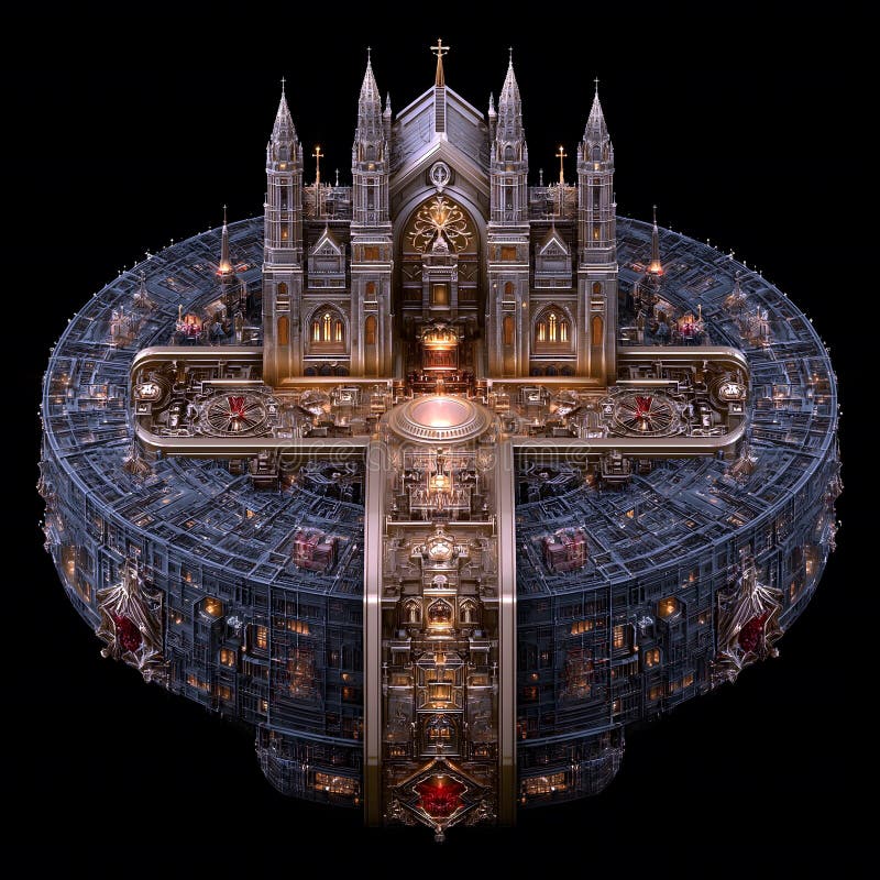 Box Christmas Lights Circular Fusion Symbol Church Spire Stock ...