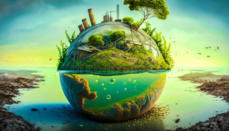 An Image of an Island in the Middle of the Ocean. Catastrophic ...