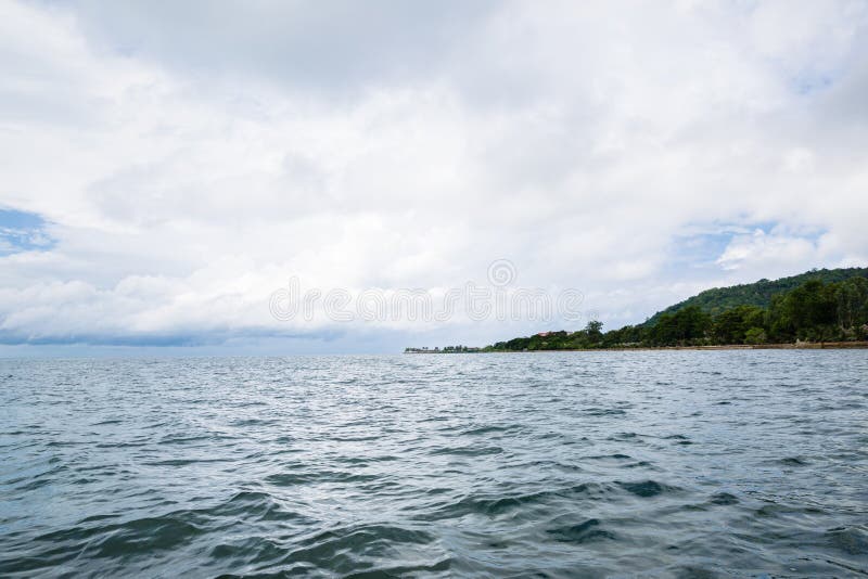 Image of Island in Ocean. Cambodia Sea with Cloudy Sky Stock Image ...