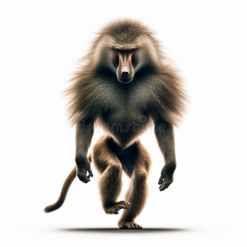 Image of Isolated Baboon Against Pure White Background, Ideal for ...