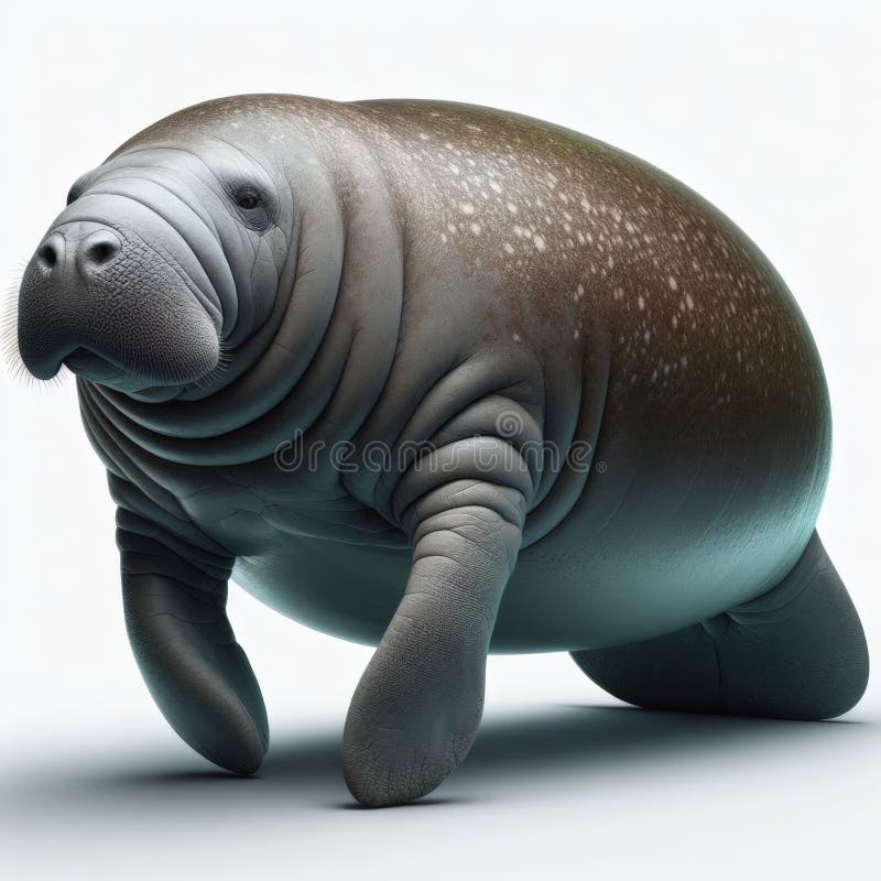 Image of Isolated Manatee Against Pure White Background, Ideal for ...