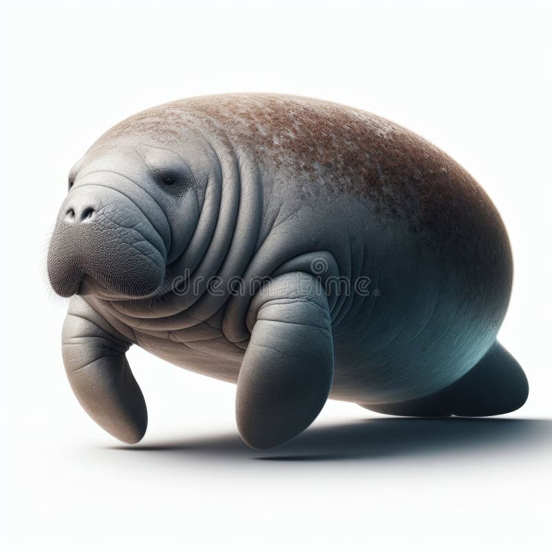Image of Isolated Manatee Against Pure White Background, Ideal for ...
