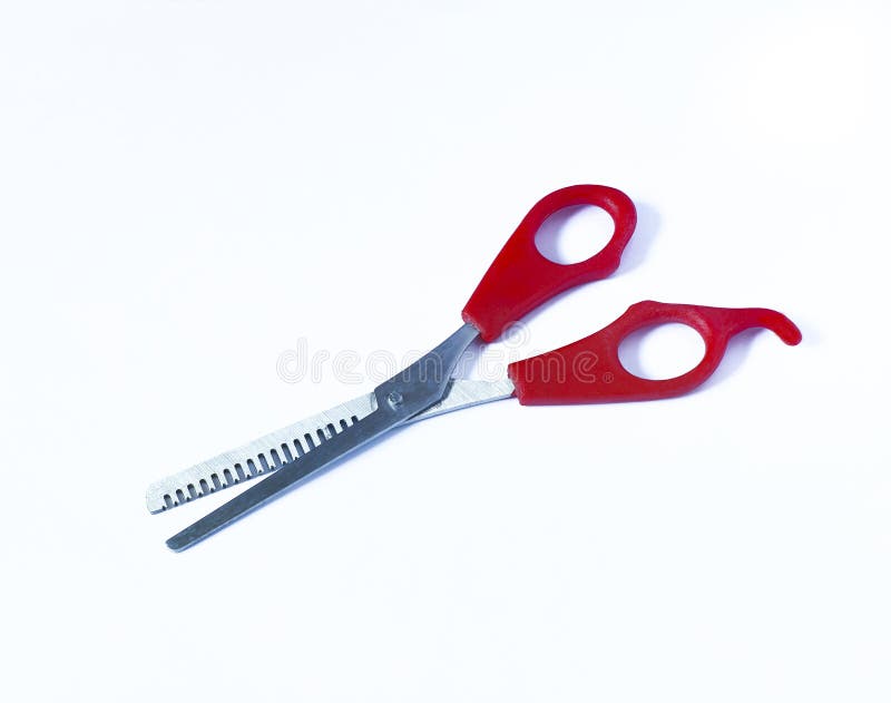 An Image Isolated Scissors Red Barber is Accessory Trimming the Cut ...