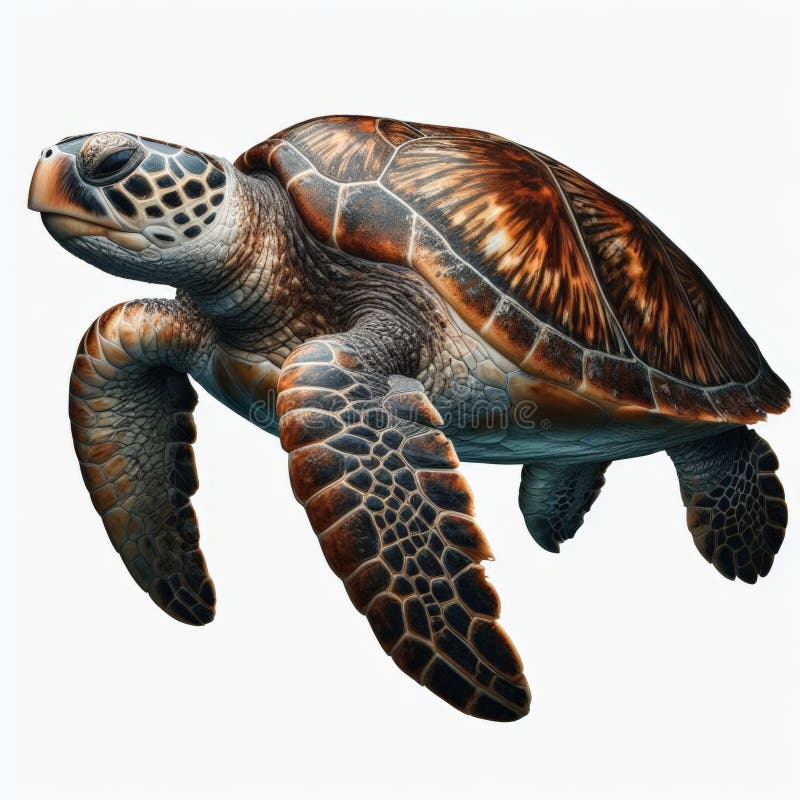 Image of Isolated Sea Turtle Against Pure White Background, Ideal for ...