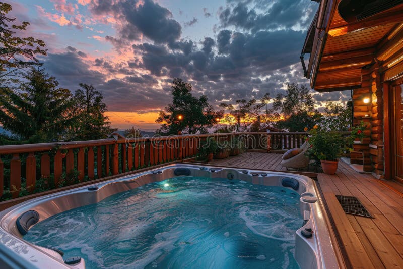 Image of a Jacuzzi on the Terrace Stock Illustration - Illustration of ...