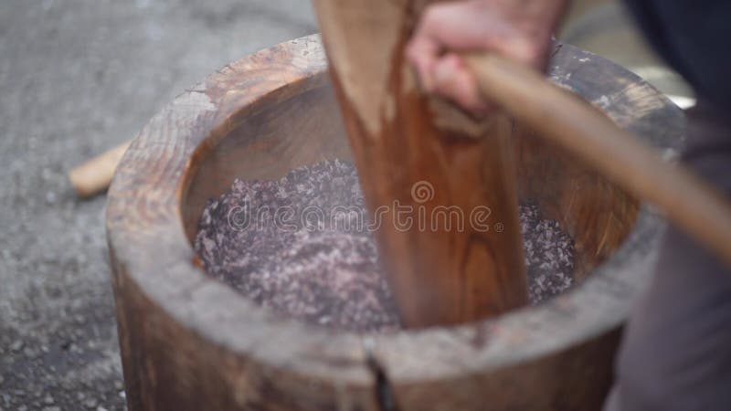 Making mochi stock footage. Video of pounding, contest - 324529636