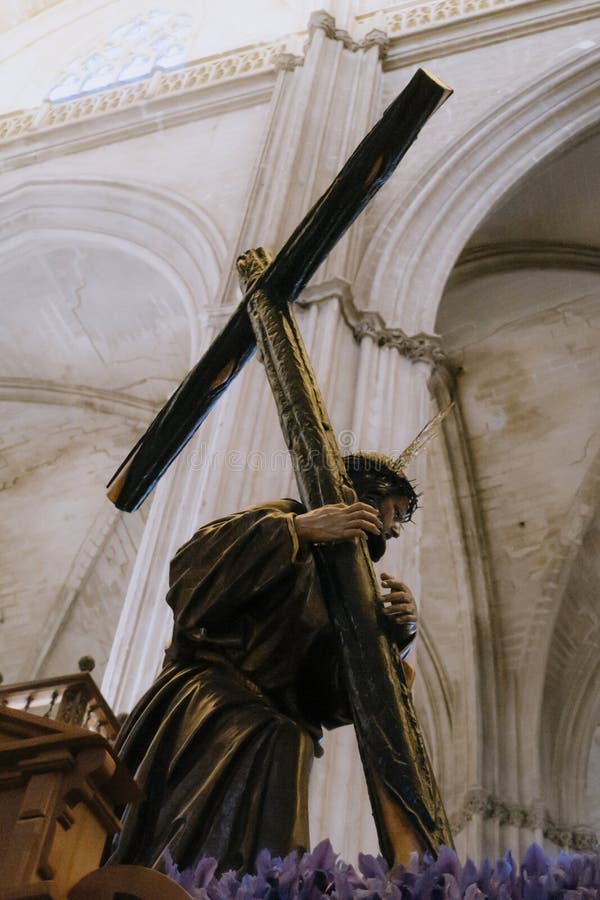 Image of Jesus Christ with Cross Inside Cathedral of Seville Editorial ...