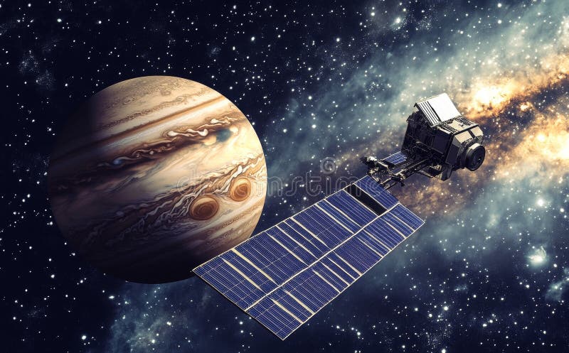 An Image of the Juno Spacecraft and Jupiter Provided by NASA. Stock ...