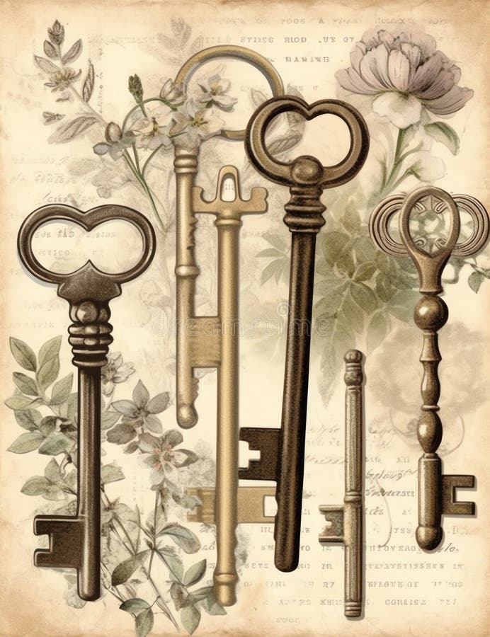 Key Old Paper, Vintage Digital Paper Stock Illustration - Illustration ...