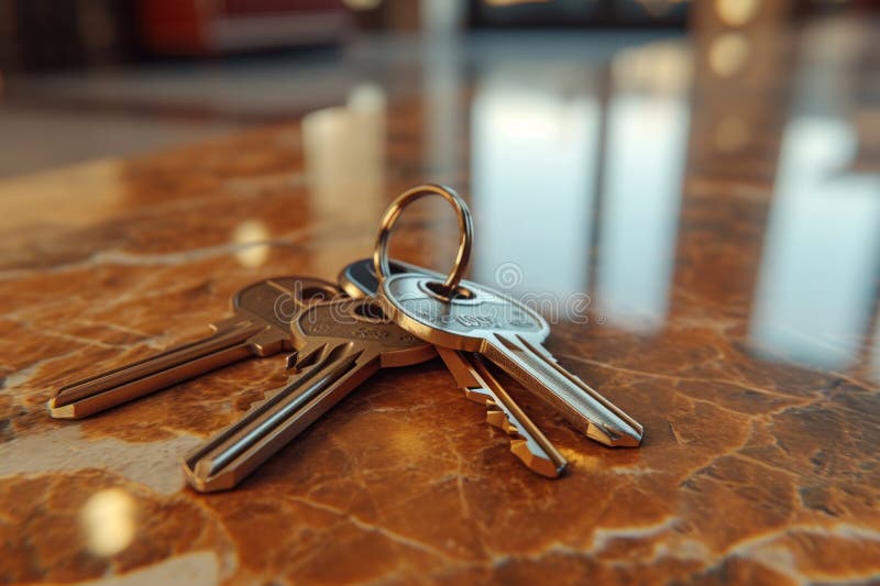 An Image of Keys on a Counter Stock Illustration - Illustration of ...