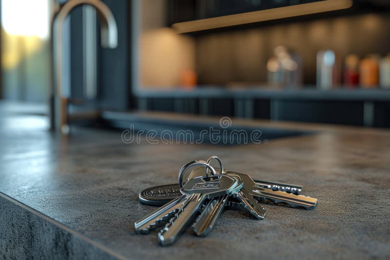 An Image of Keys on a Counter Stock Illustration - Illustration of ring ...