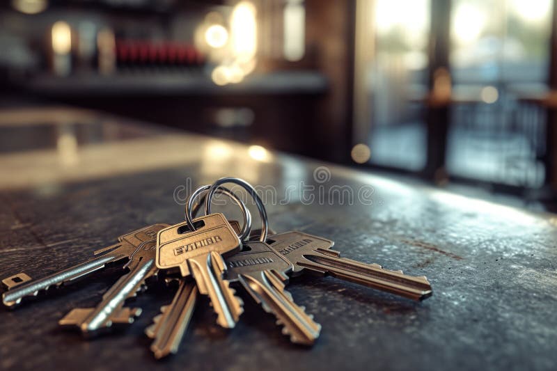An Image of Keys on a Counter Stock Illustration - Illustration of ...