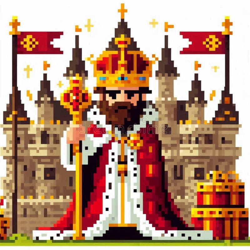 Image of a King in a Castle with the Castle Behind Him. Stock ...