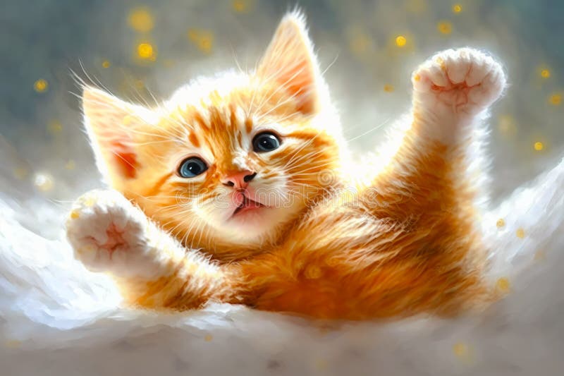 Image of Kitten Laying on Its Back with it S Paws in the Air ...