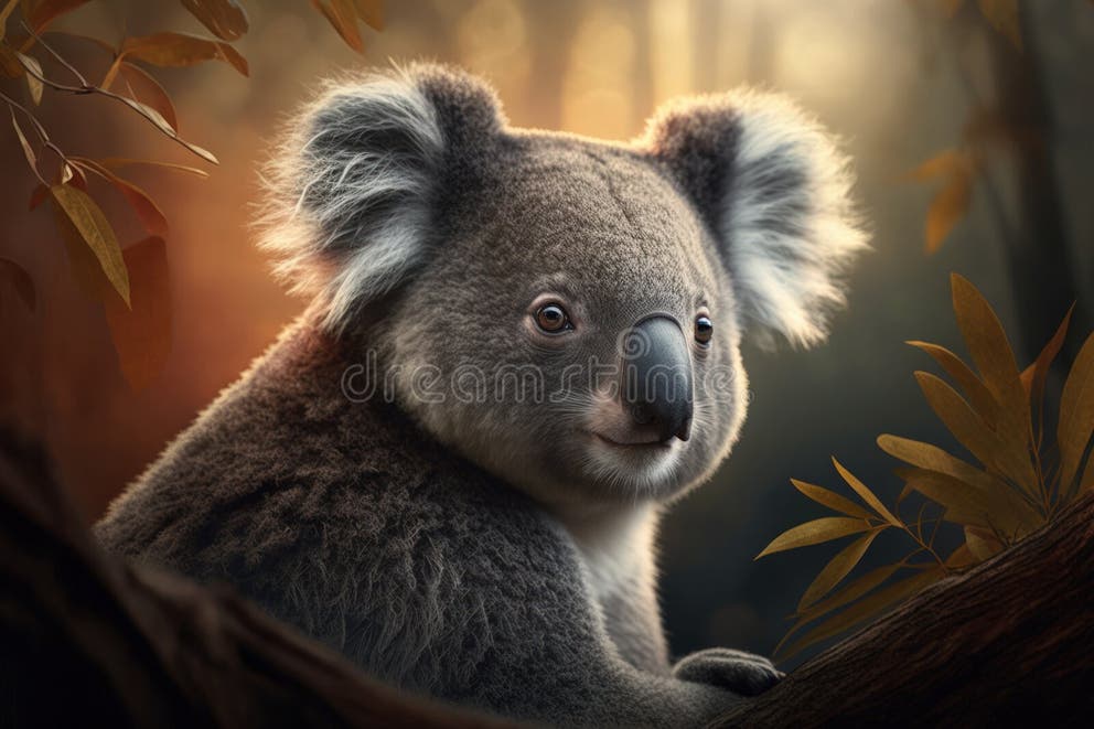 An Image of a Koala in Close Up Stock Illustration - Illustration of ...