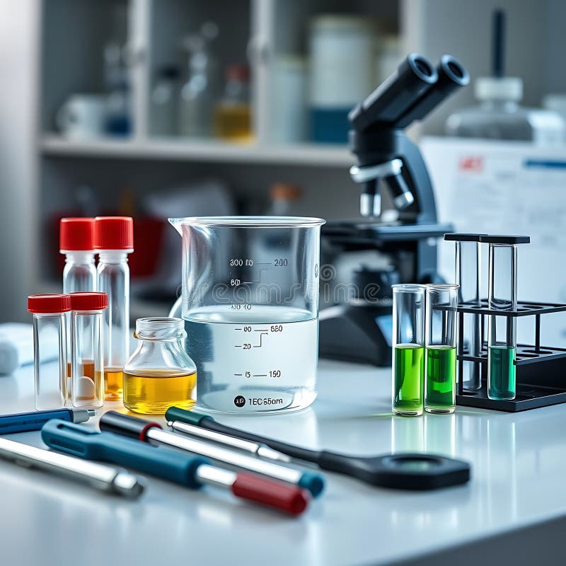 An Image of Laboratory Tools Neatly Organized on a Clean Surface with a ...