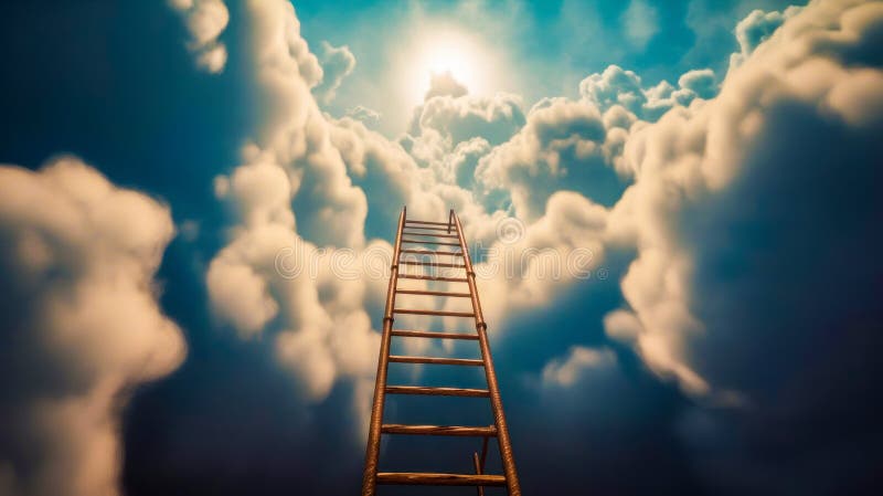 An Image of Ladder Going Up into the Clouds. Generative AI Stock ...
