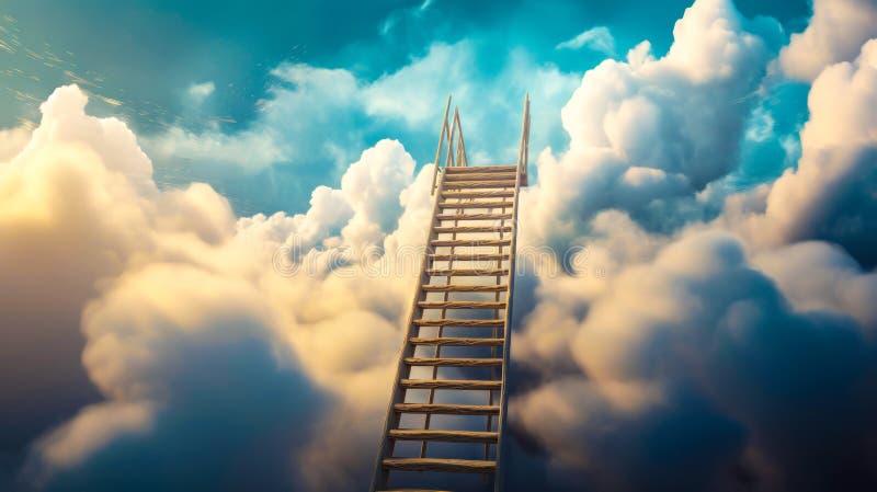 An Image of Ladder Going Up into the Clouds. Generative AI Stock ...