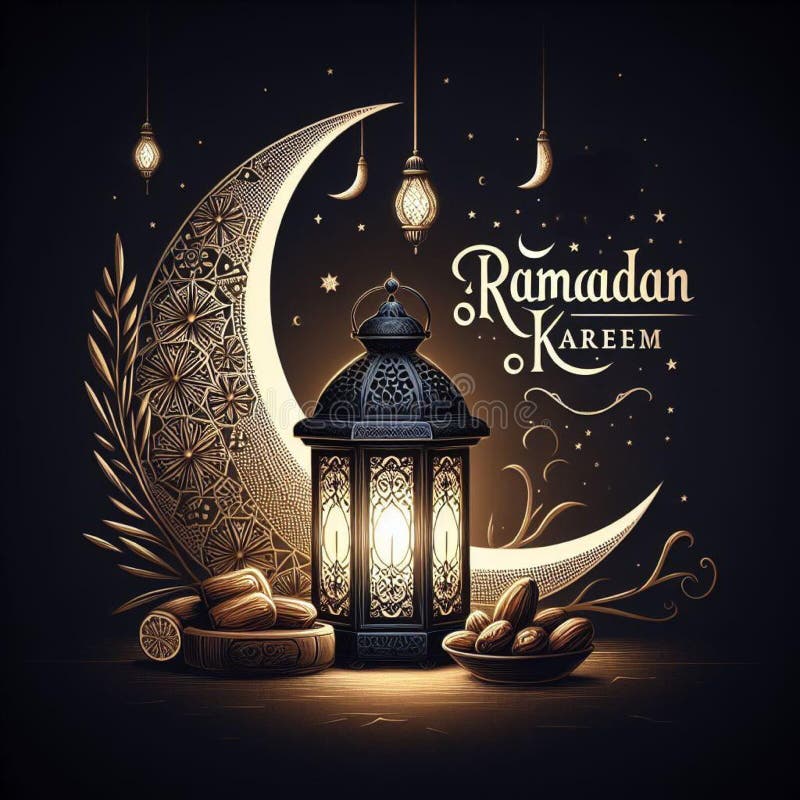 An Image of the Lantern and Crescent of the Holy Month of Ramadan Stock ...