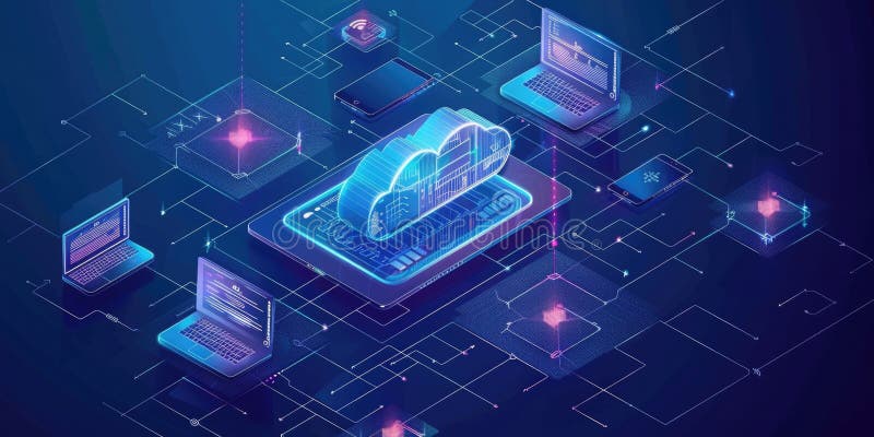 Image of a Laptop with a Cloud Symbol on the Screen. Suitable for Technology and Cloud Computing ...