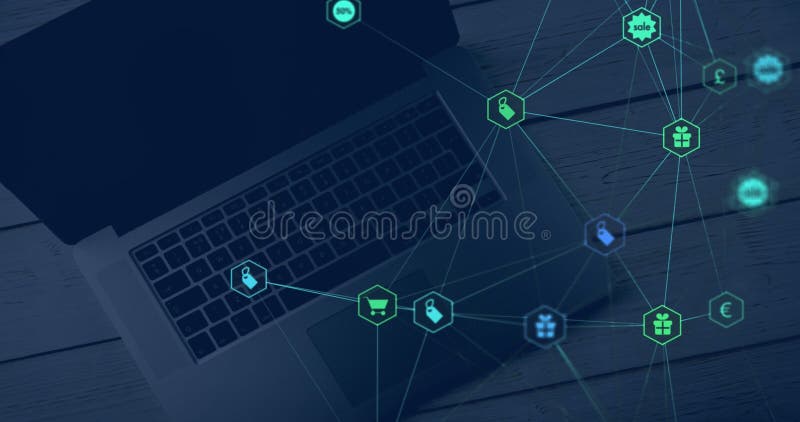 Image of Laptop and Network of Connections Stock Photo - Image of ...