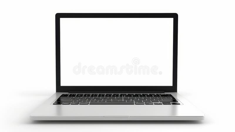 In this Image, a Laptop Screen is Blank and White. it is Isolated on a ...