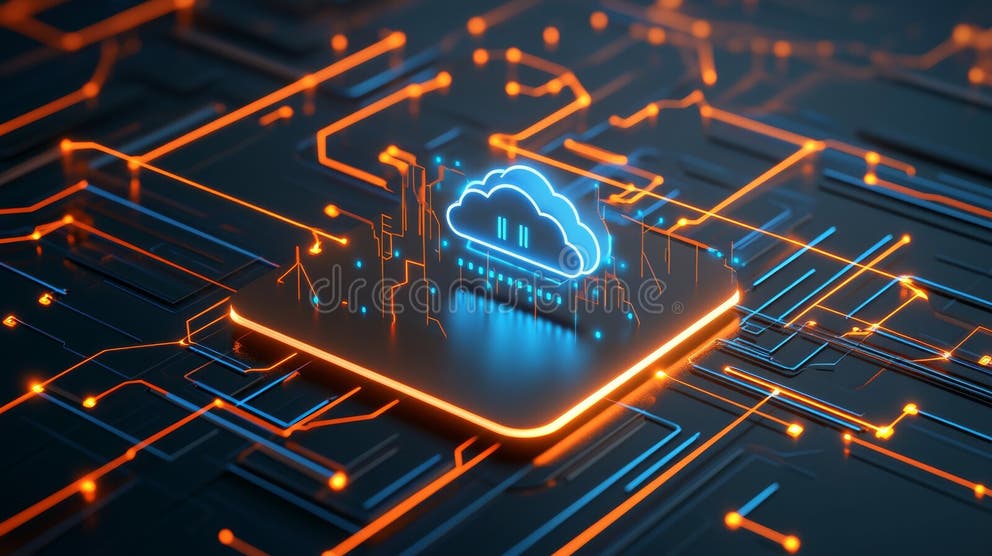 In this Image, a Large Cloud Icon is Shown Above a White Cloud in the ...