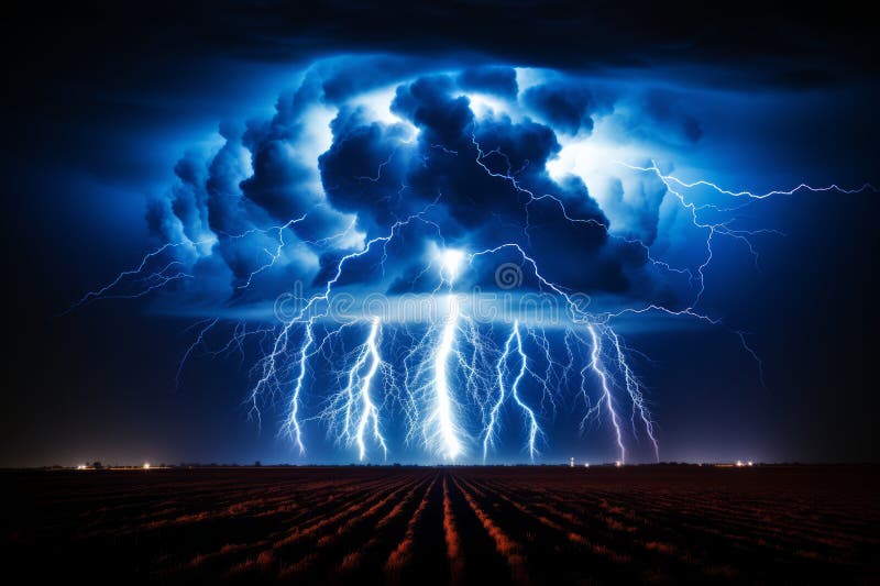 An Image of a Large Cloud with Lightning Coming Out of it Stock ...