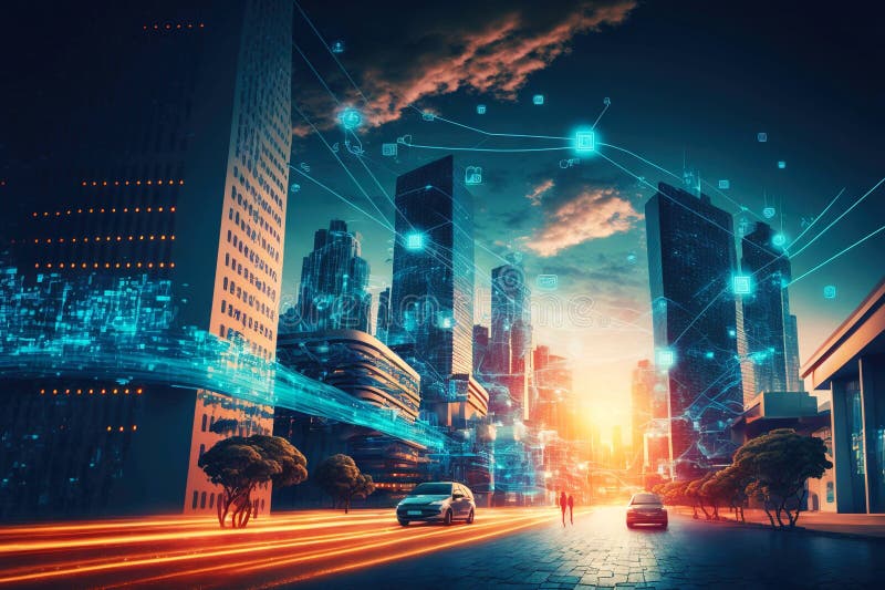 Image of Large Developing Modern City within Framework of Business ...