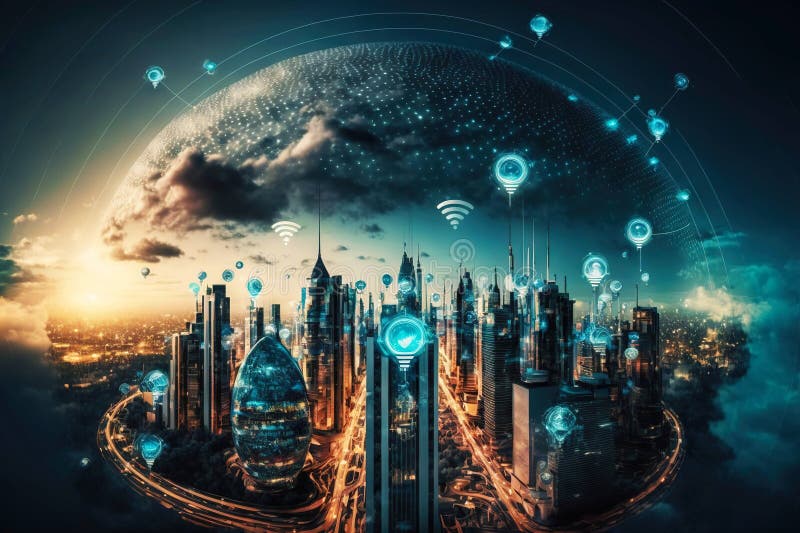 Image of Large Developing Modern City within Framework of Business ...