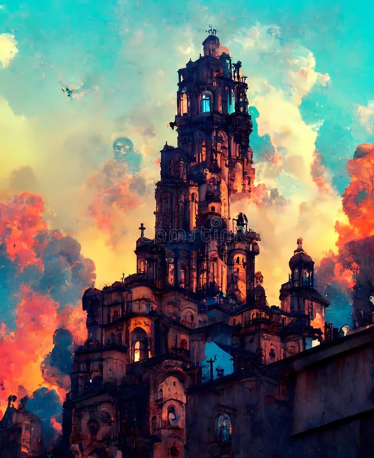 Image of a Large Fairy-tale Castle Stock Illustration - Illustration of ...